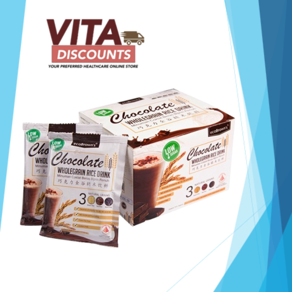 ECOBROWN’S WHOLEGRAIN RICE BEVERAGE CHOCOLATE LOW SUGAR 35G 10S EXP11/2025 | Shopee Malaysia