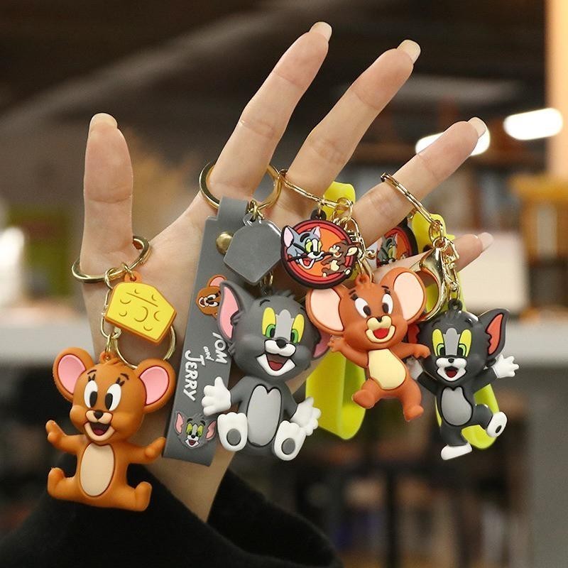 GANTUNGAN Premium Cartoon Tom & Jerry Keychain Cute Cat And Mouse Kids ...