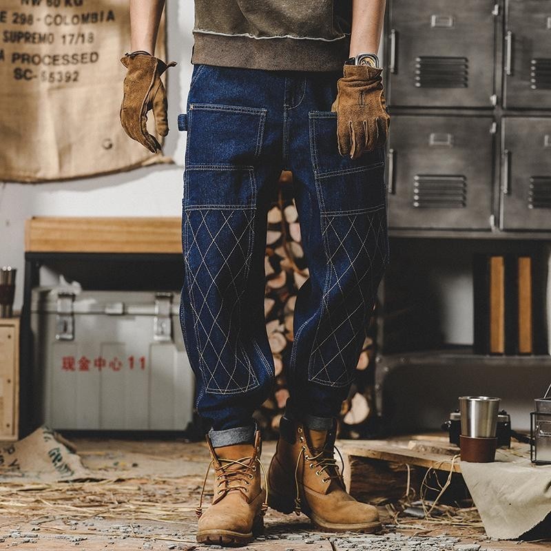 Men's American Workwear Jeans Retro Autumn and Winter New Loose Open ...