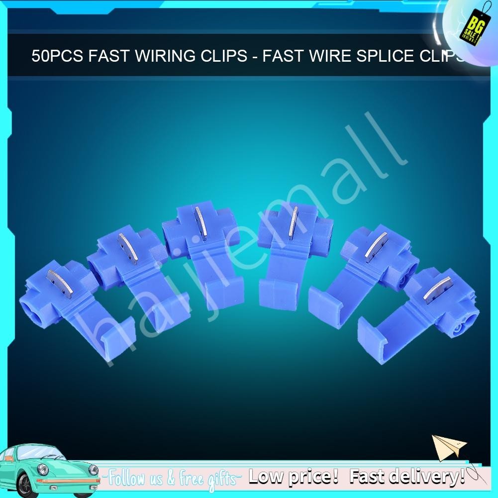 Haijiemall 50pcs Blue Lock Quick Wire Splice Clips Terminal Connectors ...