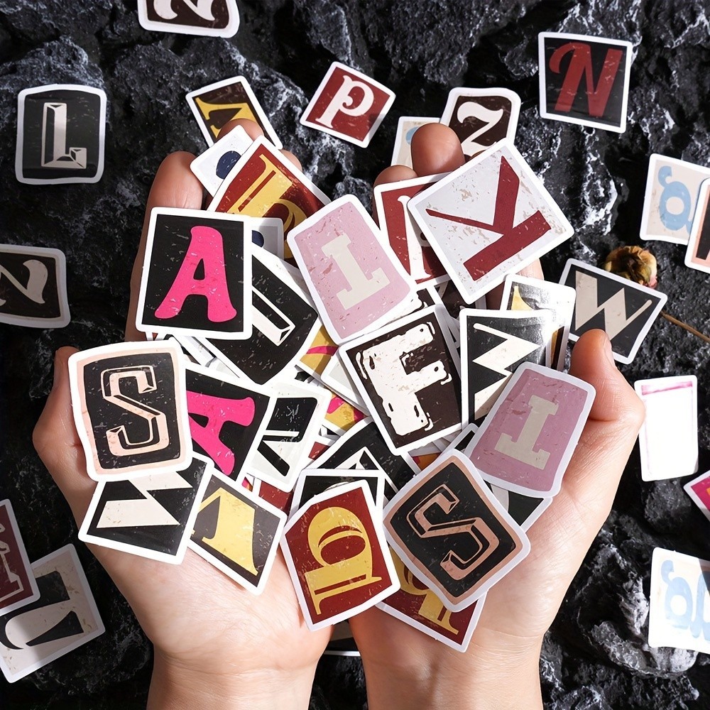1box Vintage Letters Paper Stickers for Sealing DIY Handbook Materials ...