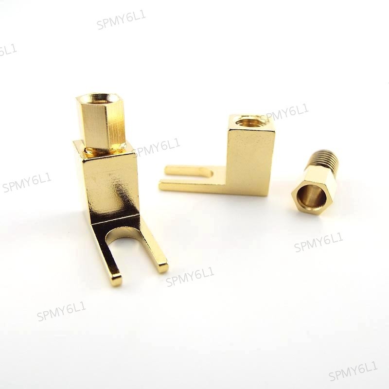 1pc 4mm Banana Plug Connector Y Fork Right Angle Audio Speaker Wire ...