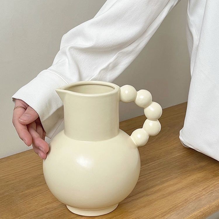 French Ceramic Milk Pot Handle Vase Style High-value Flower Arrangement ...