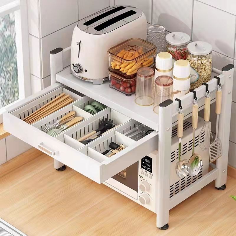 Drawer Kitchen Shelf Microwave Oven Shelf Household Rice Cooker Double ...
