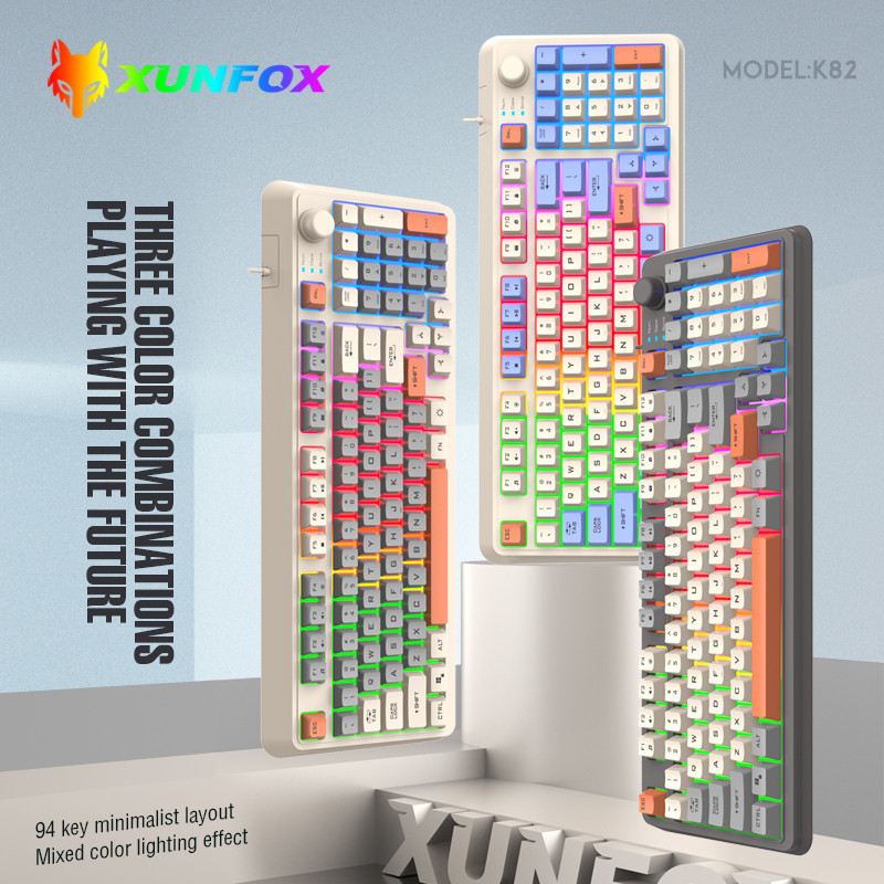 XUNFOX K82 Mechanical Keyboard Mouse Sets Wired Compact PC Keyboard ...