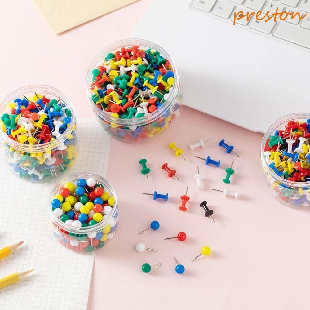 PRESTON 100PCS Board Tacks Push Pins, Plastic Buttons Pins Pushpin ...