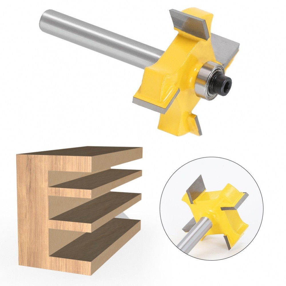 Router Bit T Type With Bearing Wood Milling 1/4Inch Drawer Tenon Joint ...