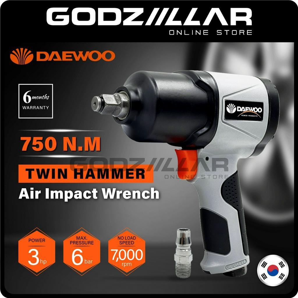 (750Nm) Daewoo Professional Air Impact Wrench 1/2 | Twin Hammer | Pneumatic Tool | Shopee Malaysia