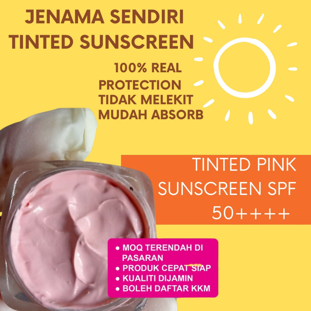[JELITAEMAS OEM] 30G TINTED SUNSCREEN CREAM All Day Light SPF50++JENAMA ...