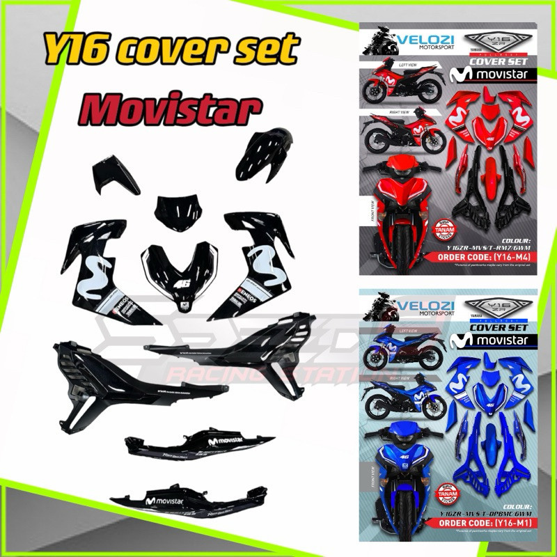 100% velozi cover set y16 movistar y16ZR M PUTIH M HIJAU BLACK BLUE RED ...