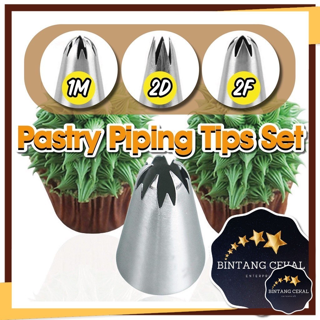 [BC] 3 in1 Nozzles 2D 2F 1M Cake Tips Set Cream Decoration Icing Piping ...