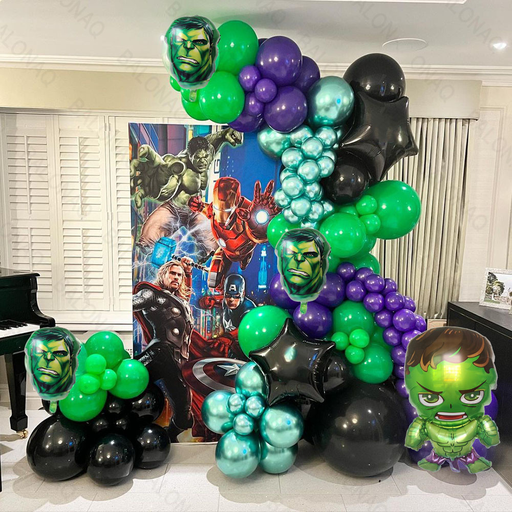 1Set Avengers Hulk Theme Latex Balloons Air Globos Boys Birthday Party ...
