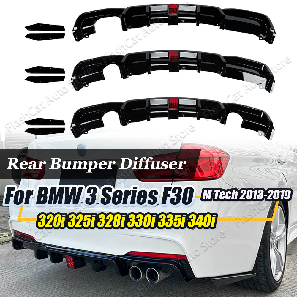Rear Bumper Diffuser Lip With Light F30 M Sport Dual Exhaust Black Lip ...