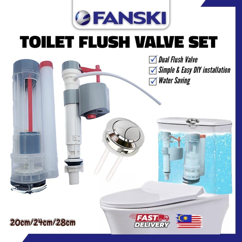 Toilet Flush Valve Set with Dual Type Button Universal Toilet Water ...