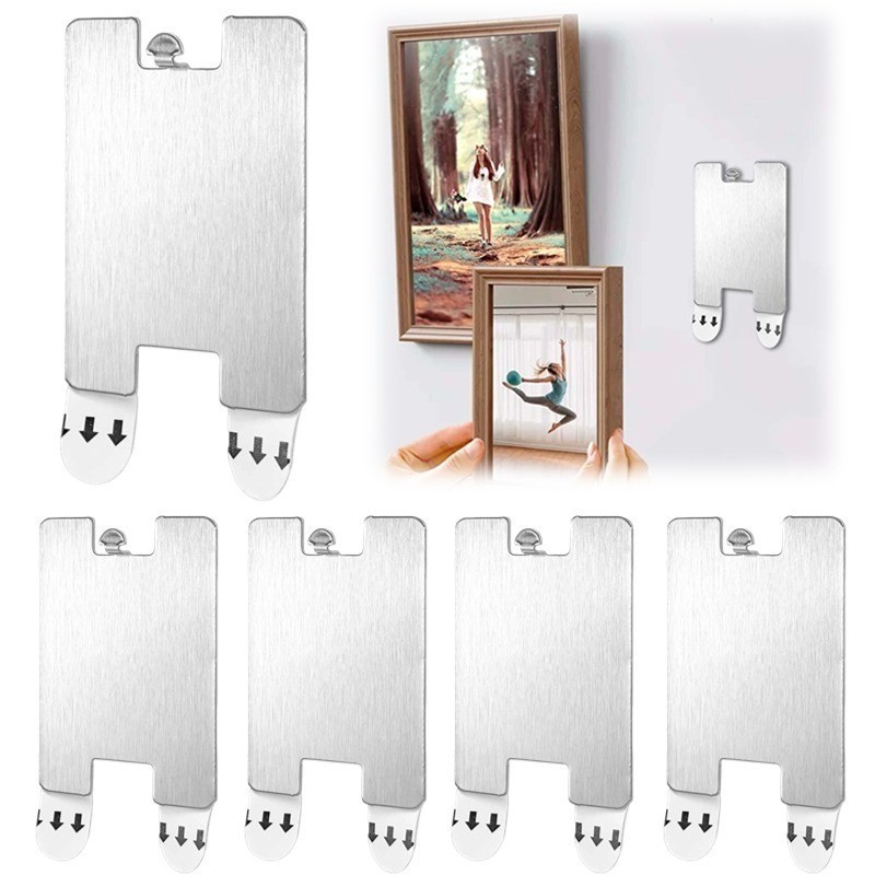 1/2Pcs Stainless Steel Seamless Strong Self Adhesive Sticker Hook Photo ...
