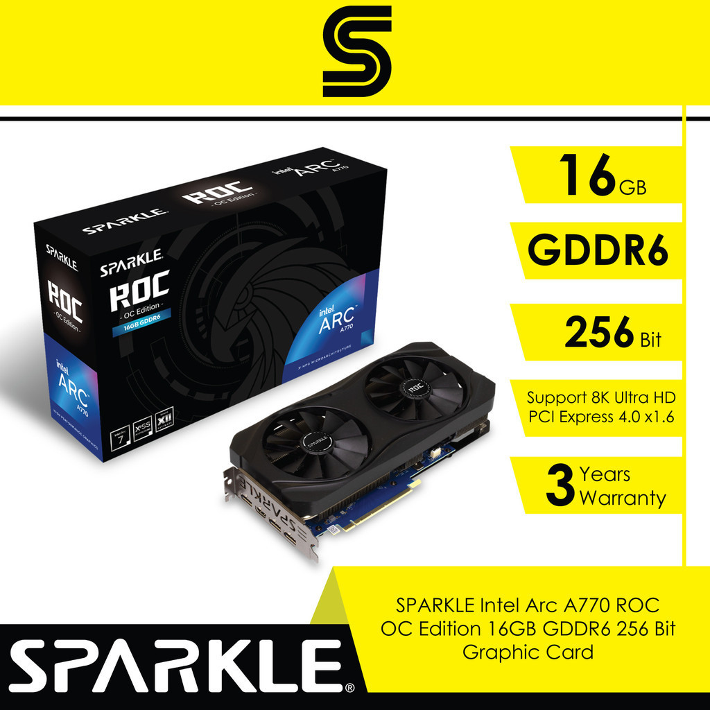 SPARKLE Intel Arc A770 ROC OC Edition 16GB GDDR6 256 Bit Graphic Card ...