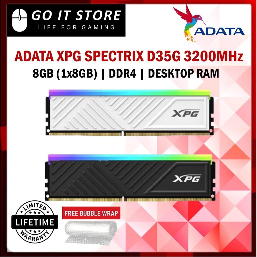 Adata XPG SPECTRIX D35G RGB 8GB (1x8GB) / 16GB (1x16GB) 3200mhz DDR4 RAM Memory PC Deskstop ...
