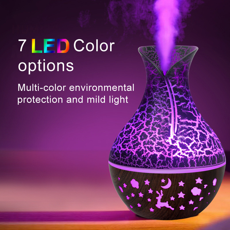 Desktop Crack Moon Star Hollow Wood Grain Humidifier Colorful Light ...