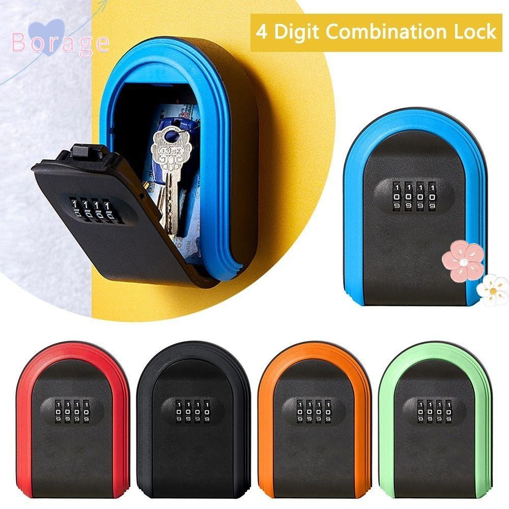 BORRAONE 4 Digit Combination Lock Wall Mounted Code Box Indoor Outdoor ...