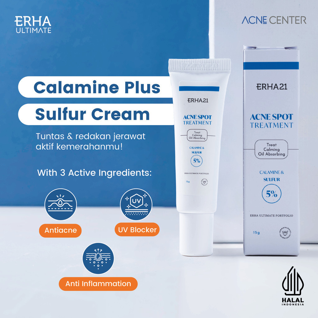 Erha21 Acne Spot Treatment Calamine & Sulfur 5% - Active Acne Reduction ...