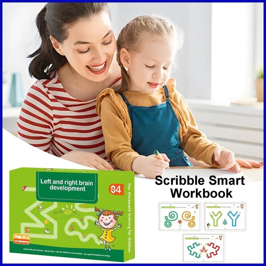 Scribble Smart Workbook Control Training Book Reusable Practice Workbook Children Drawing ...