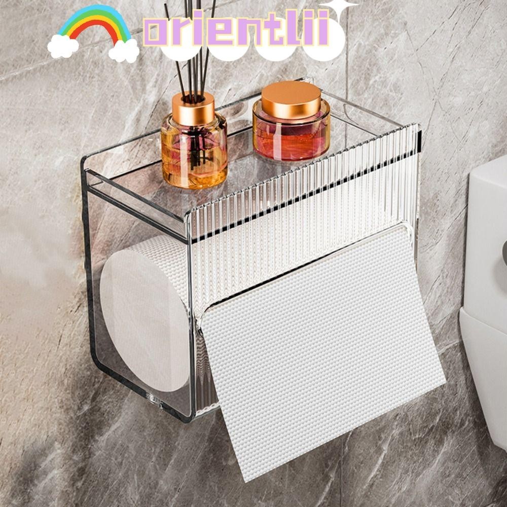 ORIENTLIIY Push Paper Roll Holder, Waterproof Acrylic Toilet Tissue Box ...