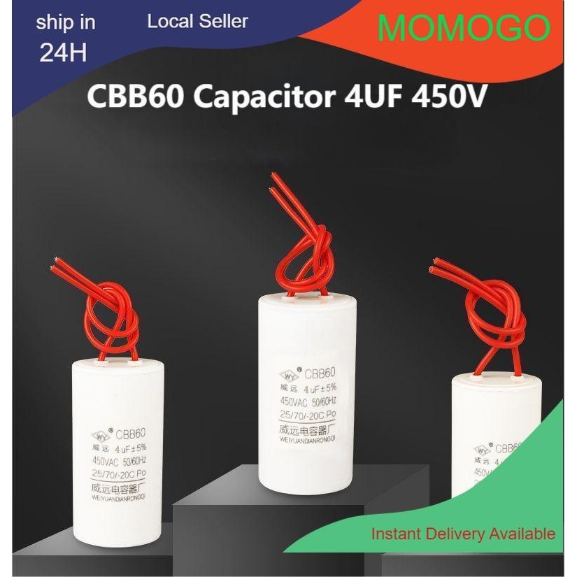 CBB60 4UF Motor Run Capacitor 450V 4UF Start Water Pump Washer Air Pump ...