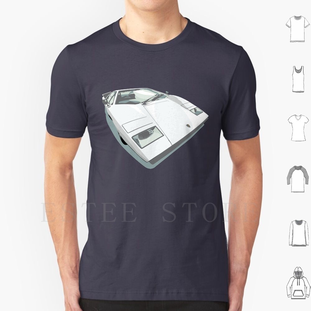1970s In White T Shirt Men Cotton 6xl Lambo Countach Supercar 1970s ...