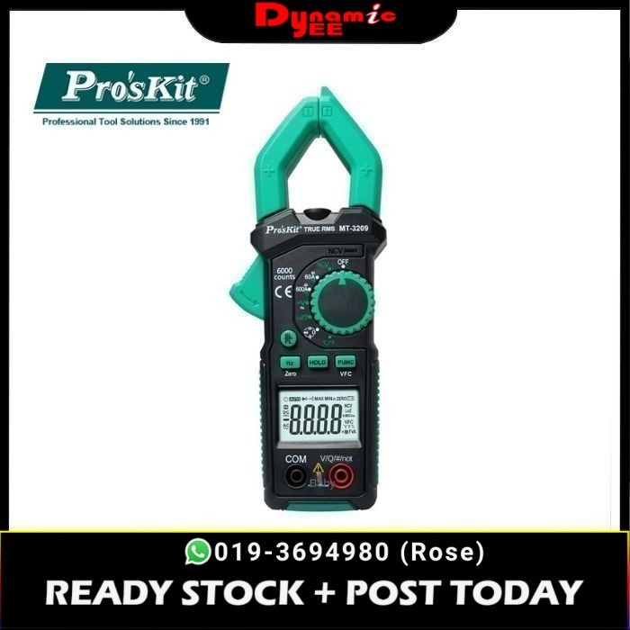 PRO'SKIT Digital Clamp Meter 3 5/6 AC/DC True RMS Multimeter MT-3209 ...