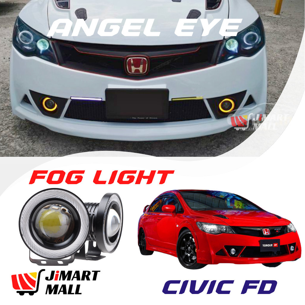 HONDA CIVIC FD ANGEL EYE LED FOG LAMP SPOTLIGHT Halo Ring Light COB ...