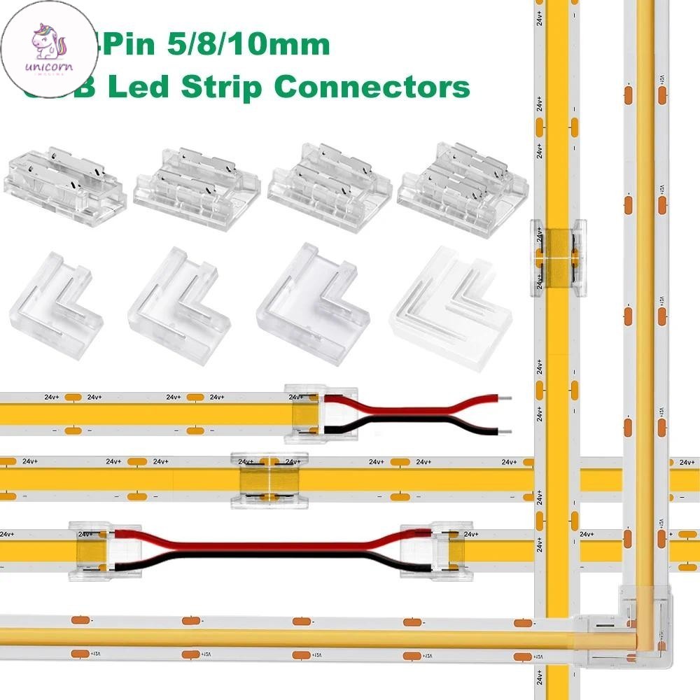 UN 5pcs 2pin 3pin 4pin COB Led Light Strip Wire Connectors 5mm/8mm/10mm ...