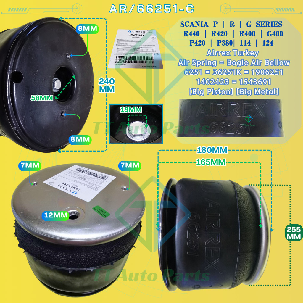 Air Spring Bellow / Pegas Udara (Big Metal Big Piston Bogie) Scania P ...