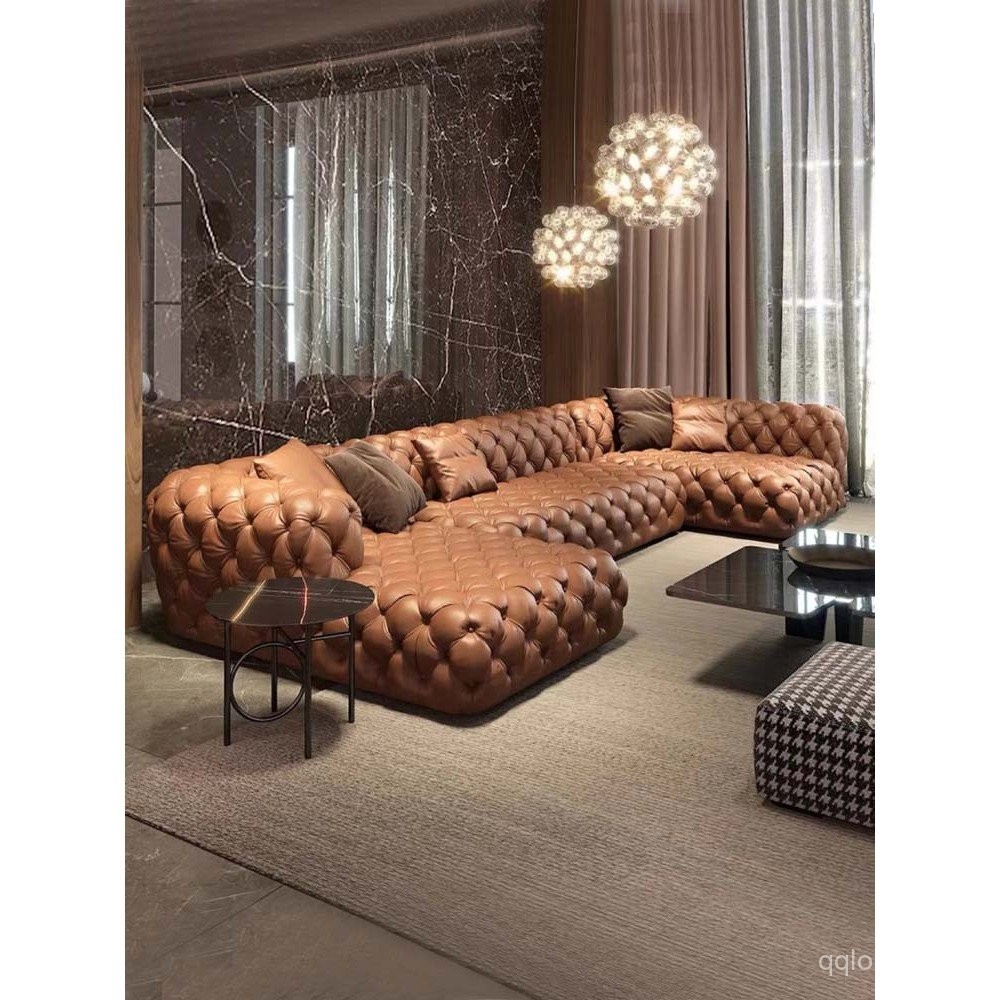 Full Pull Buckle U-Shaped Corner Sofa Combination American Luxury Small ...