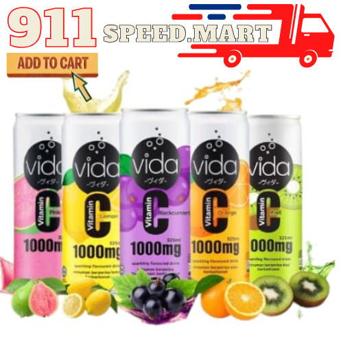 [911] Vida Sparkling Flavoured Drink 1000mg Vitamin 325ml | Shopee Malaysia