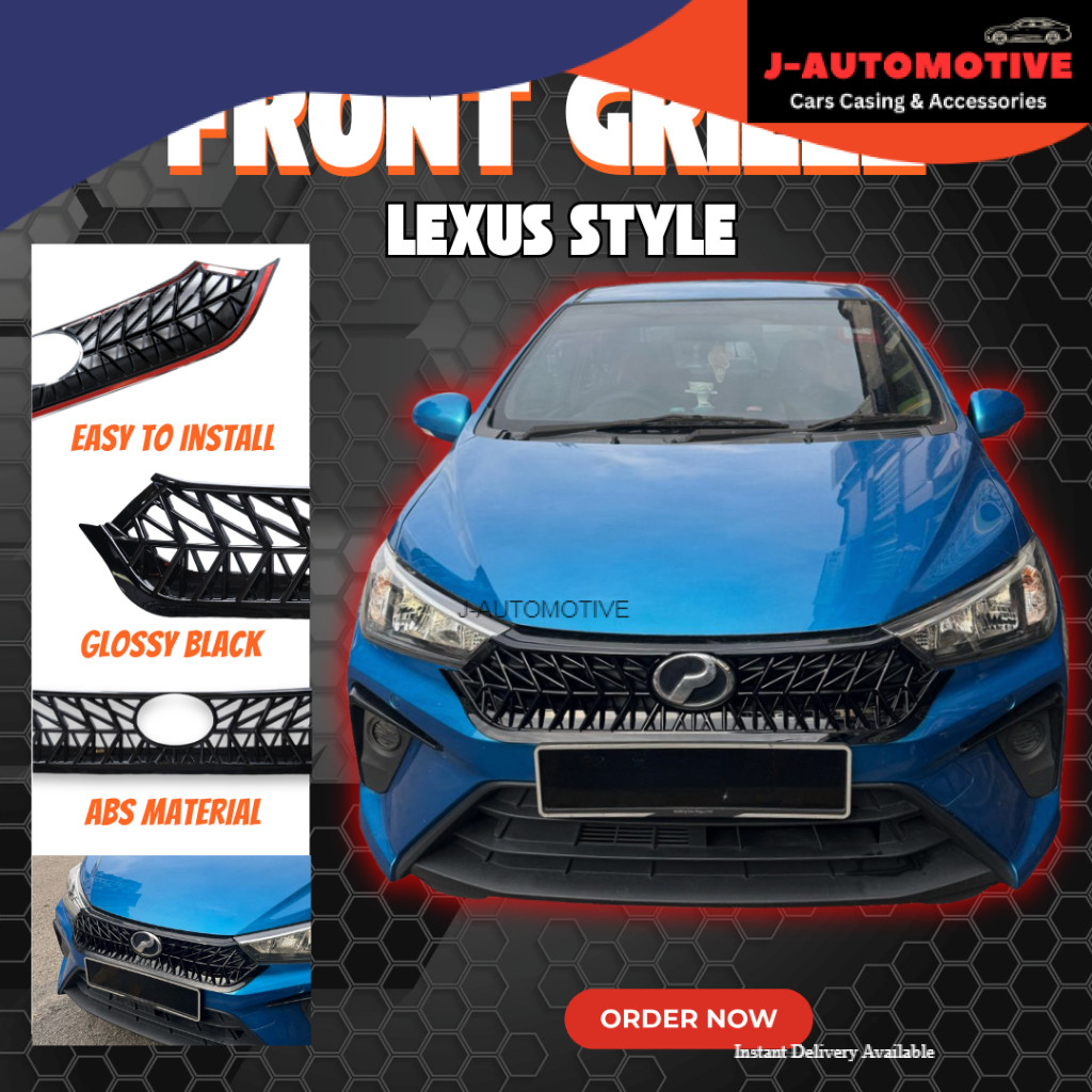 Perodua Bezza FL 2017 - 2025 Front Grille Cover Glossy Black LEXUS ...