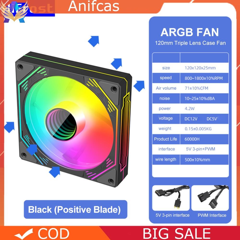 120mm Chassis Fans 1800 RPM 5V 3Pin ARGB 12V 4PIN PWM Addressable RGB ...