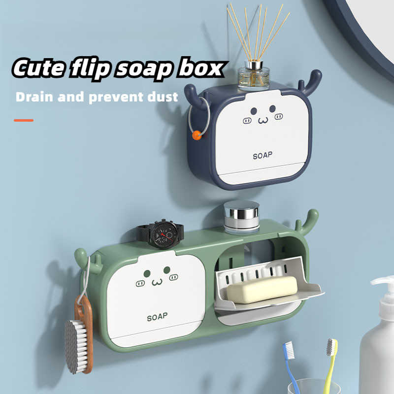 Cartoon Cartoon Antlers Soap Box Perforated Toilet Bathroom Soap Box ...
