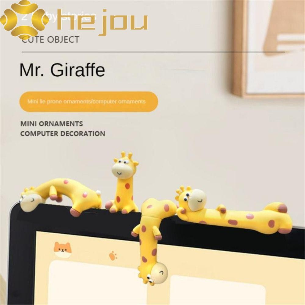 HEJOU Computer Monitor Decor, Lying Animal 3D Desk Toy Giraffe Screen ...