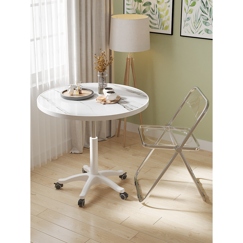 Meja Bulat Kecil Minimalis dengan Roda, Meja Makan Ketinggian Boleh ...