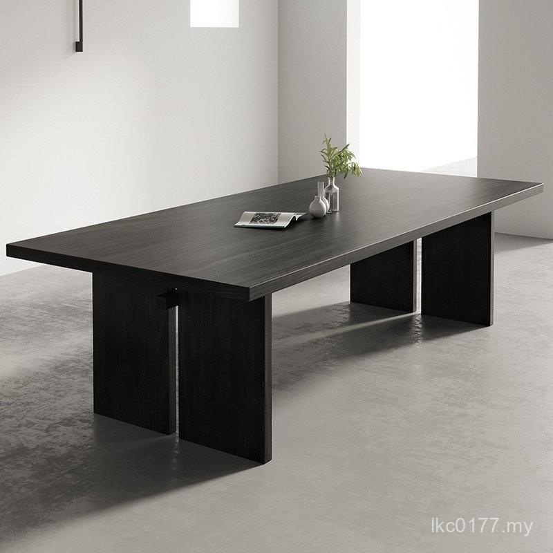 Long Strip Table Simple Desk Solid Wood J Log Black Large Board Large ...