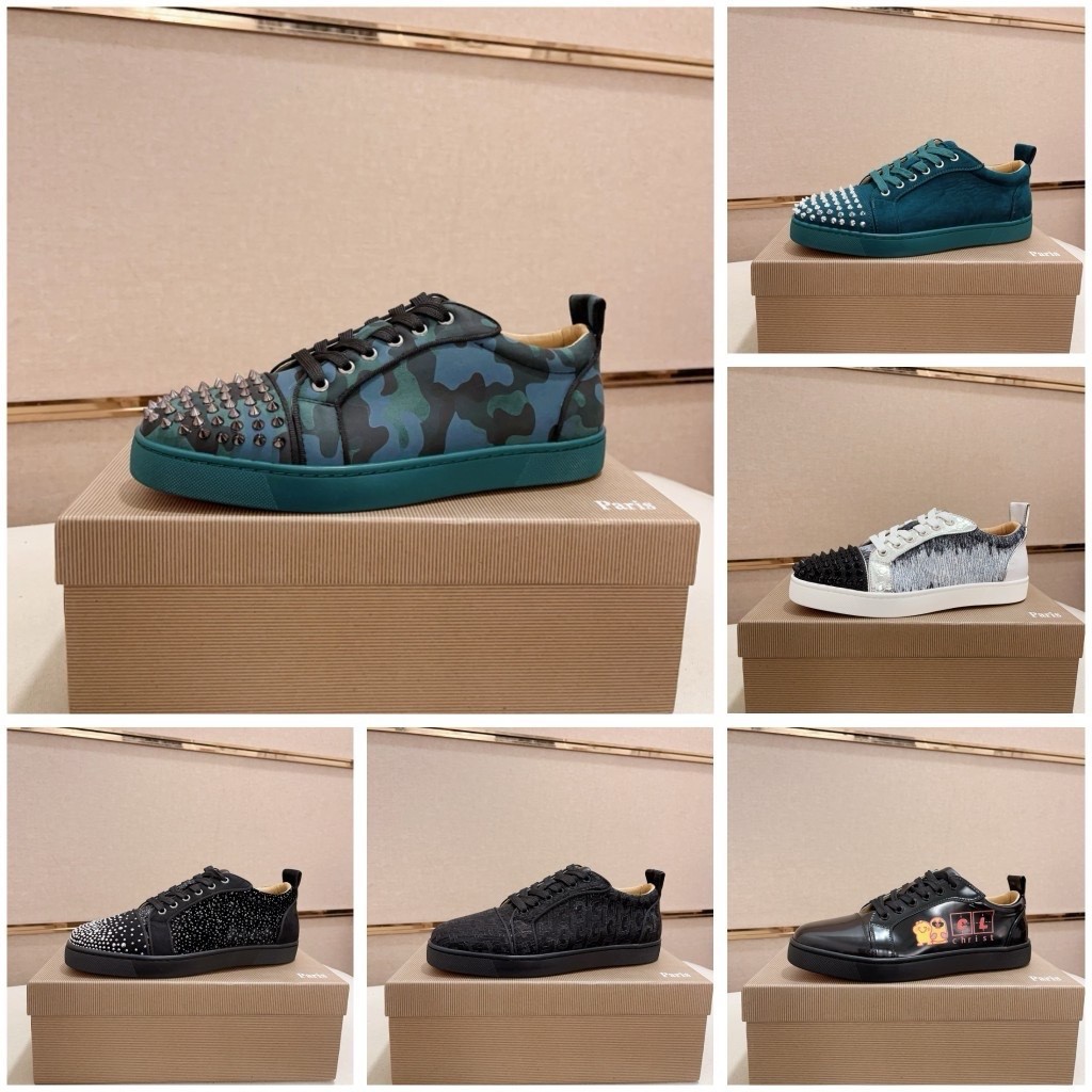 Kasut lelaki CLOU green color leather shoes men luxury sneakers men ...