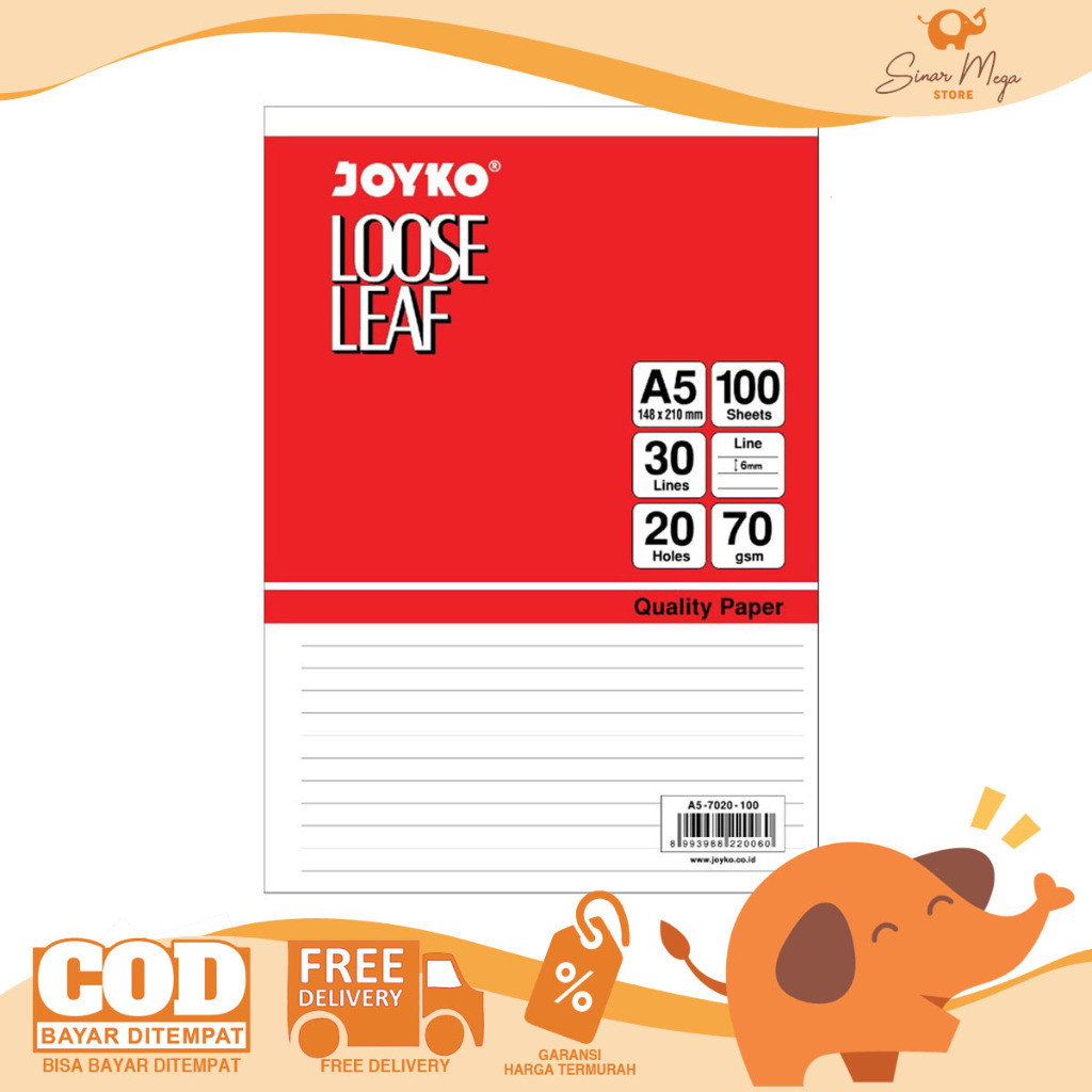 Joyko Loose Leaf A5-7020 100 Sheets / Joyko File Binder Paper Contents ...
