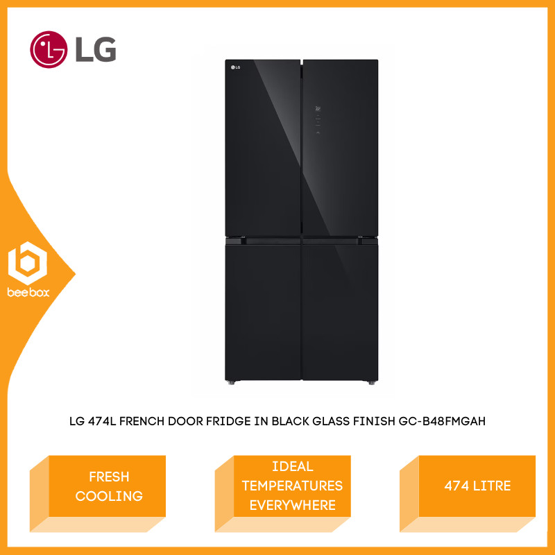 LG 474L French Door Fridge in Black Glass Finish Fresh Cooling Tempered ...