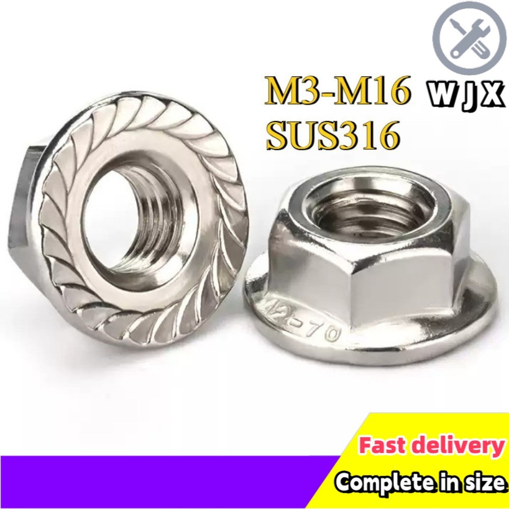 Flange Nut with Serration/Stainless Steel 316 Hexagon Nut DIN6923 M3/M4/M5/M6/M8/M10/M12/M14/M16 ...