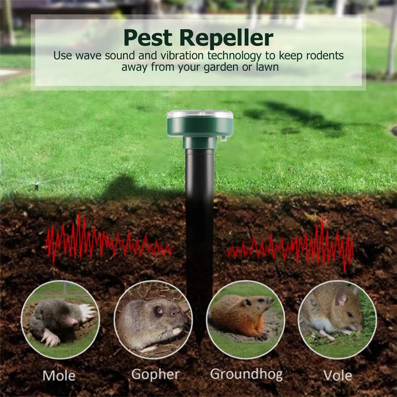 Solar Repeller Powered Ultrasonic Sonic Mouse Mole Pest Rodent ...