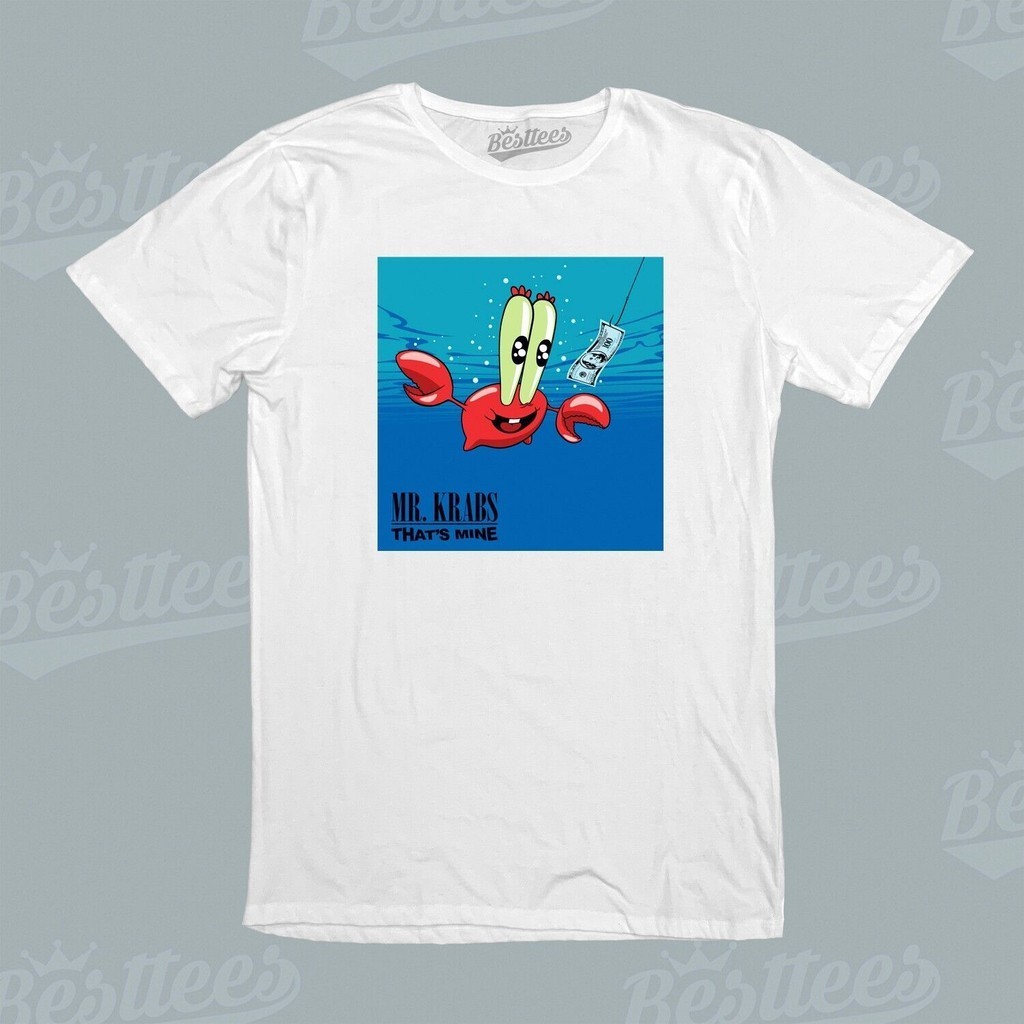 Adult Male Female Spongebob Mr Krabs Crab Nirvana Nevermind T-Shirt ...