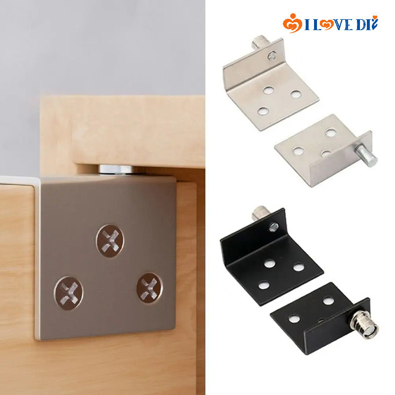 2 Pcs/ Kit Cupboard Door Hidden Right Angle Pivot Hinge Portable ...