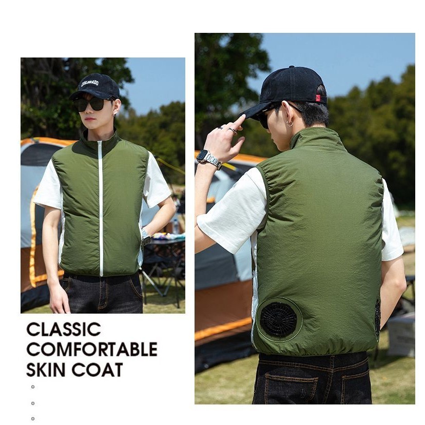 Summer Cooling Fan Vest Men's Clothes with Fans Fans Vest Sleeveless ...