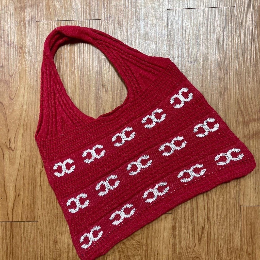 MNM Chic Pattern Knitted Tote Bag Casual Crochet Bag Fashion ...