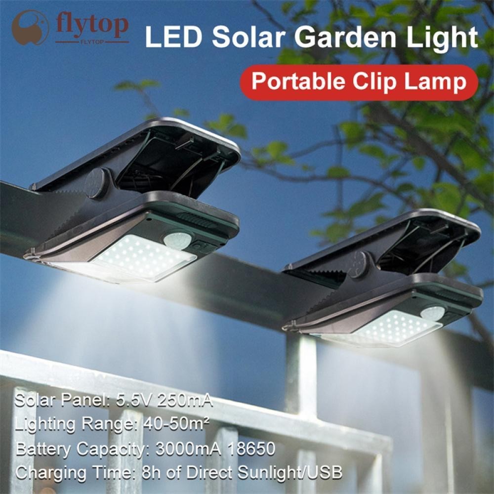 FLYTOP 72LED Clip-on Solar Light Outdoor Motion Sensor Solar Lamp IP65 ...
